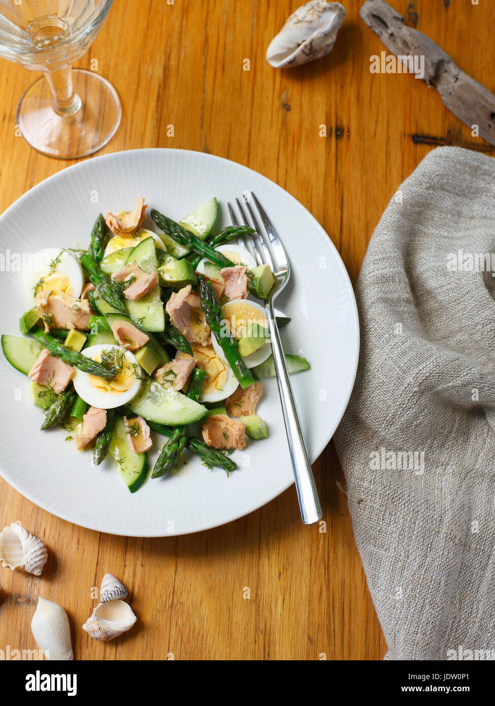 Plate of eggs, cucumber and fish Stock Photo - Alamy
