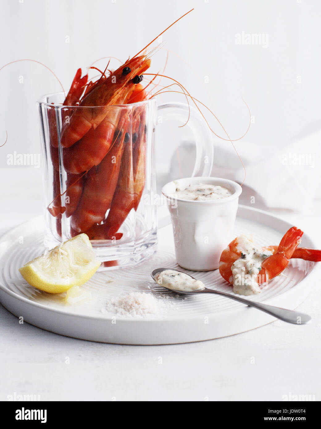 Glass of prawns with mayonnaise Stock Photo - Alamy