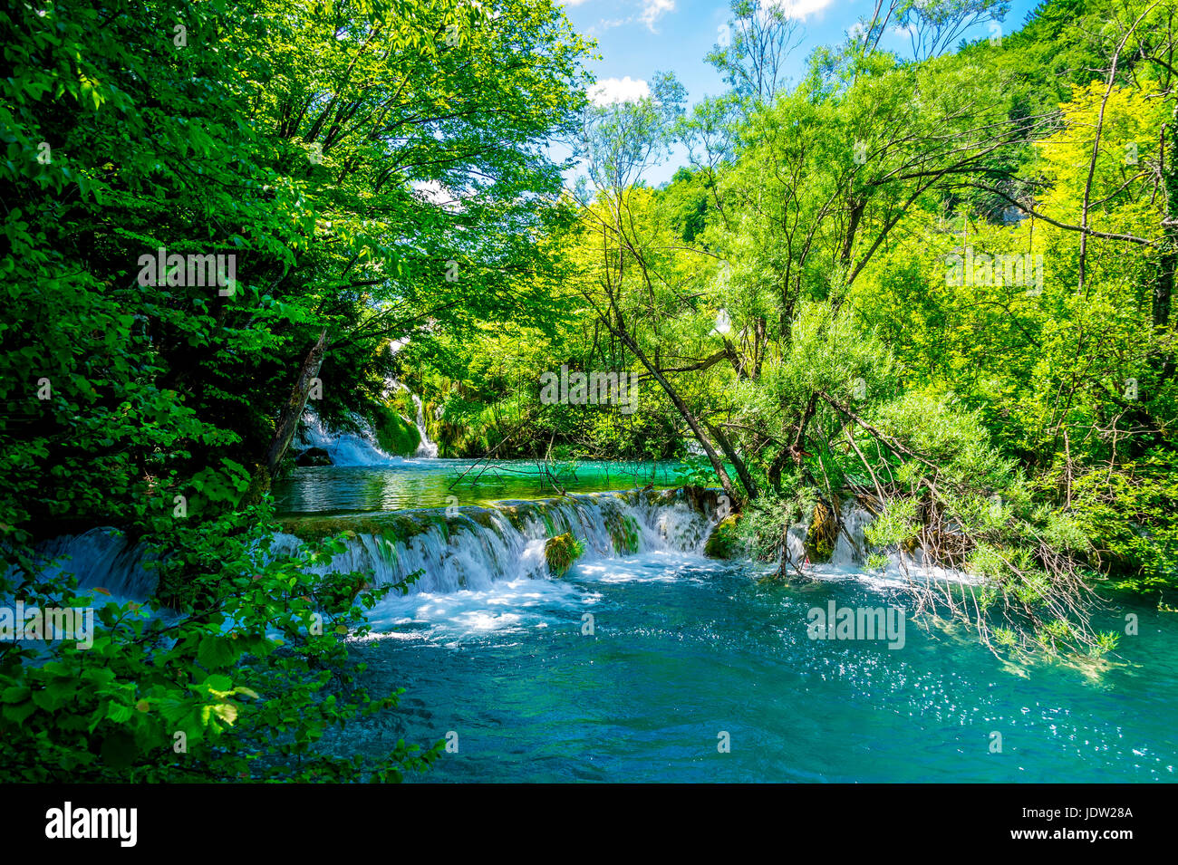 One of the many cascades at Plitvice Lakes National Park Stock Photo ...