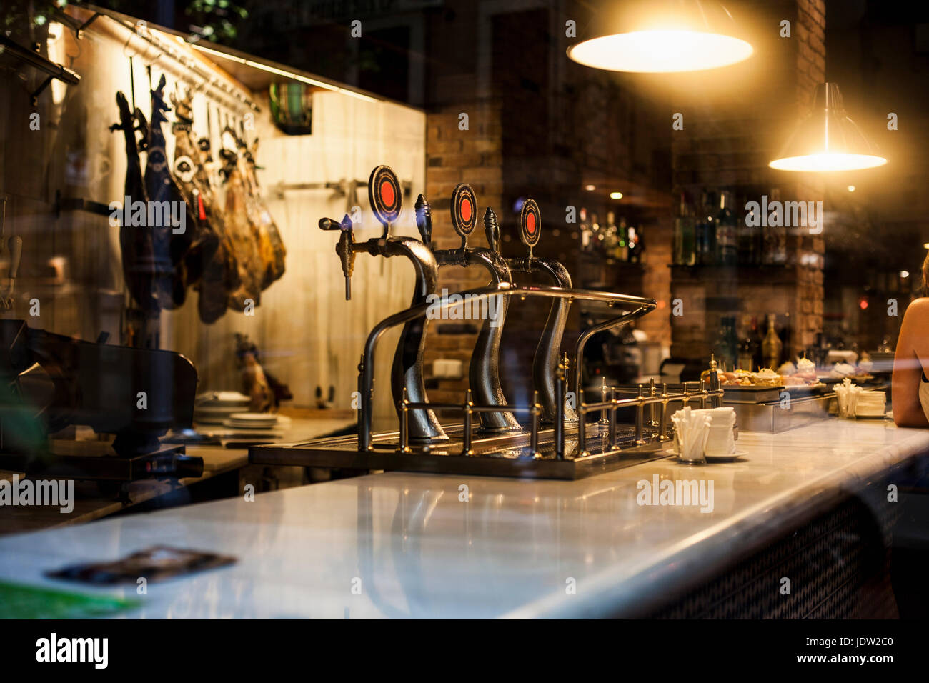 Close up of beer taps at bar Stock Photo - Alamy