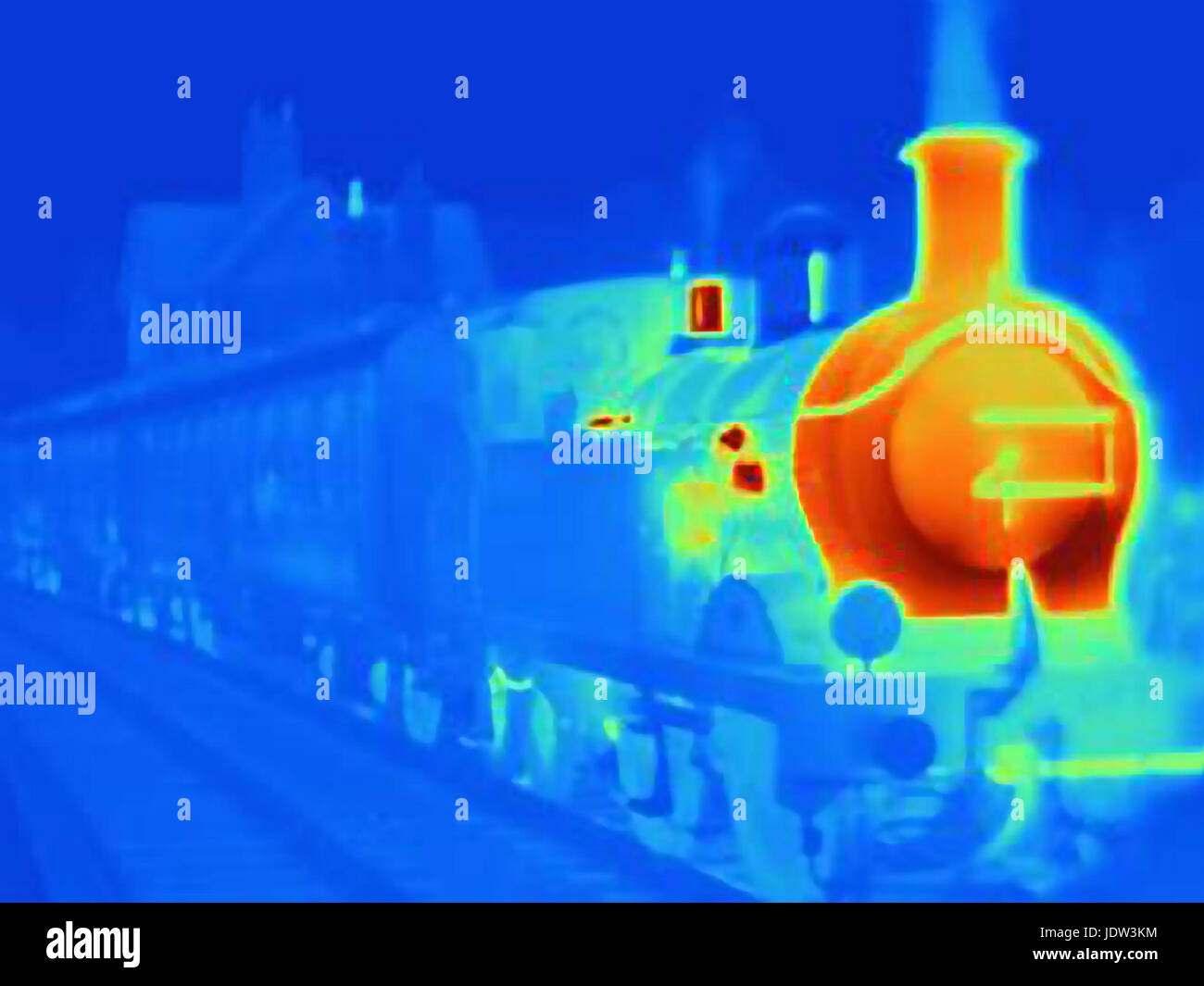 Thermal image of steam train Stock Photo - Alamy