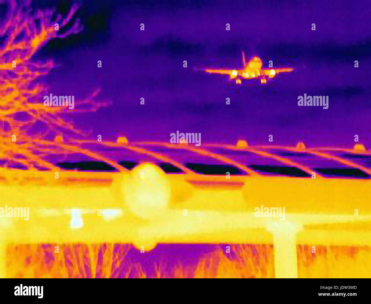 Thermal image of airplane landing Stock Photo - Alamy