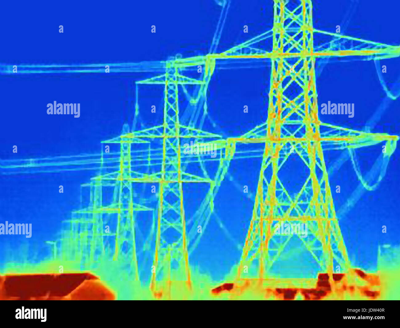 Thermal image of electrical towers Stock Photo - Alamy