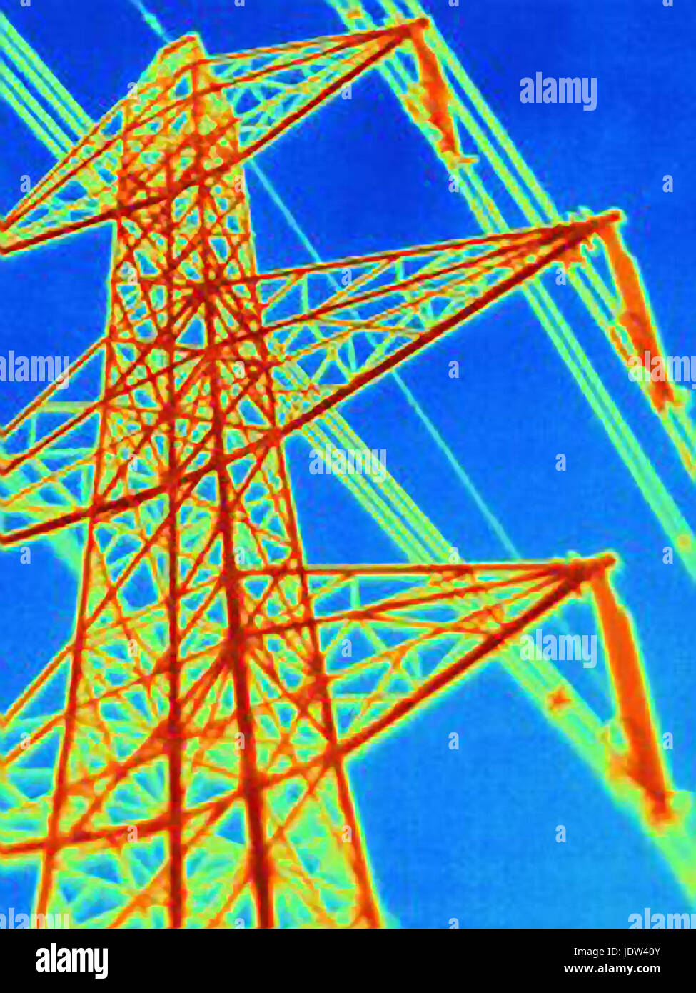 Thermal image of electrical tower and power lines Stock Photo - Alamy