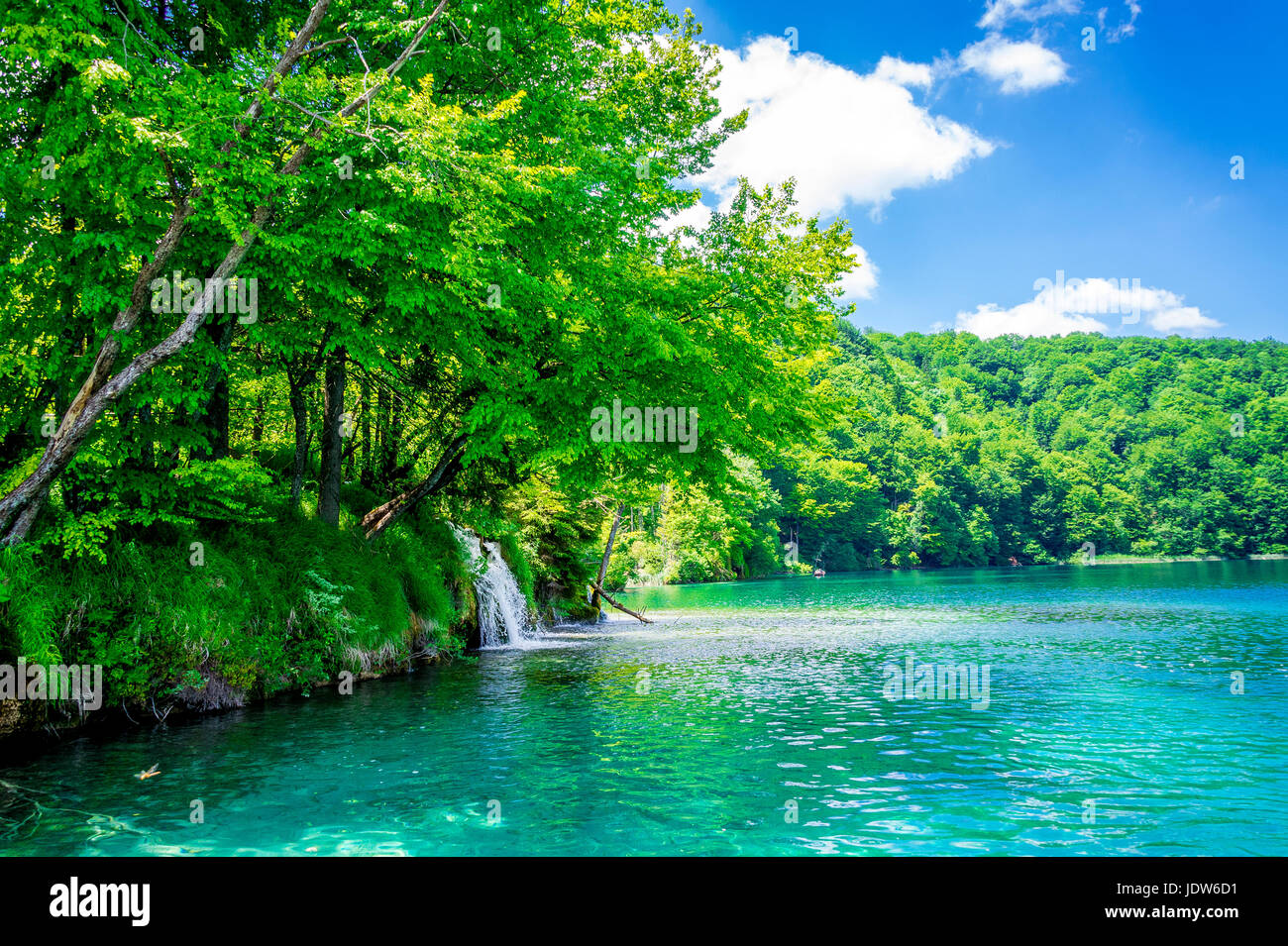 One of the many cascades at Plitvice Lakes National Park Stock Photo ...