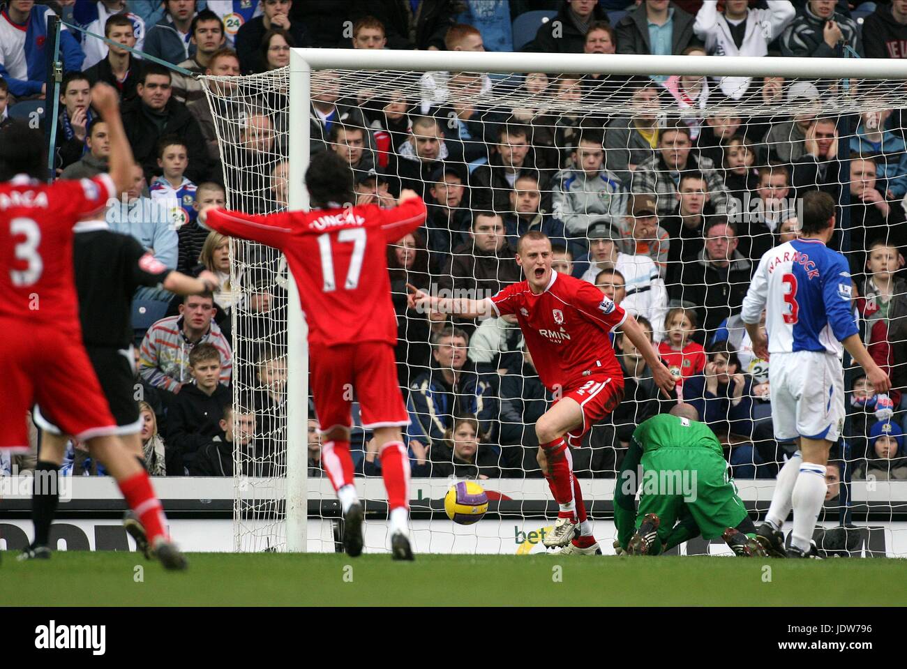 DAVID WHEATER CELEBRATES BLACKBURN ROVERS V MIDDLESBROU EWOOD PARK ...