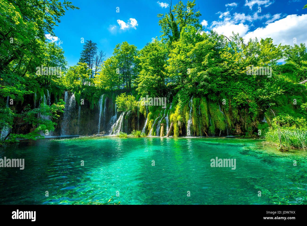 One of the many cascades at Plitvice Lakes National Park Stock Photo ...