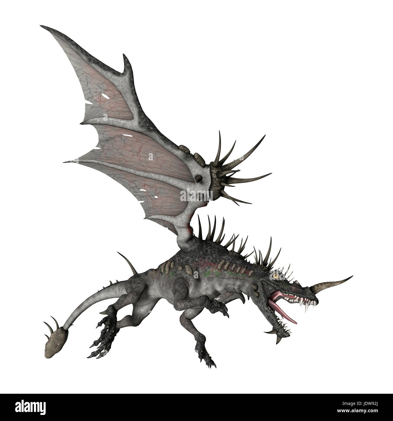 3D rendering of a fantasy spiky dragon isolated on white background ...