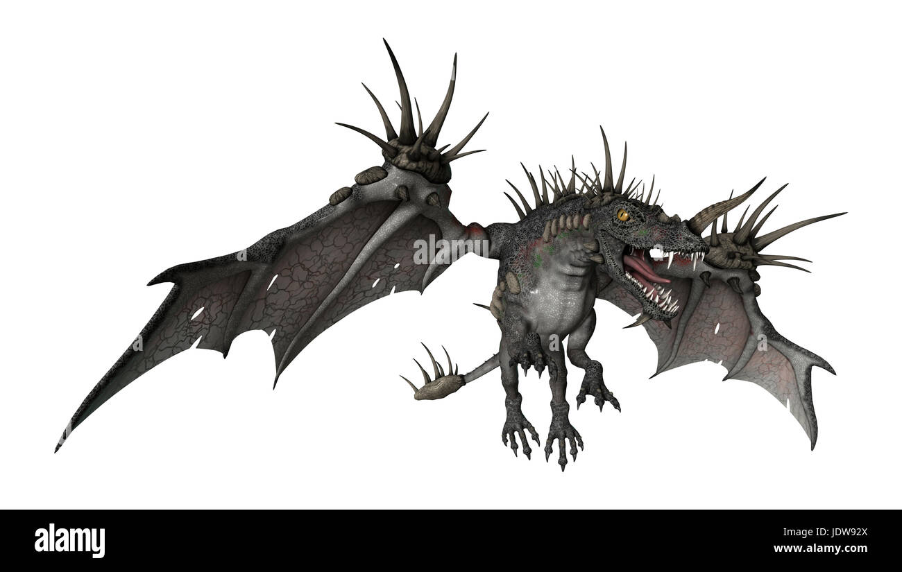 3D rendering of a fantasy spiky dragon isolated on white background ...