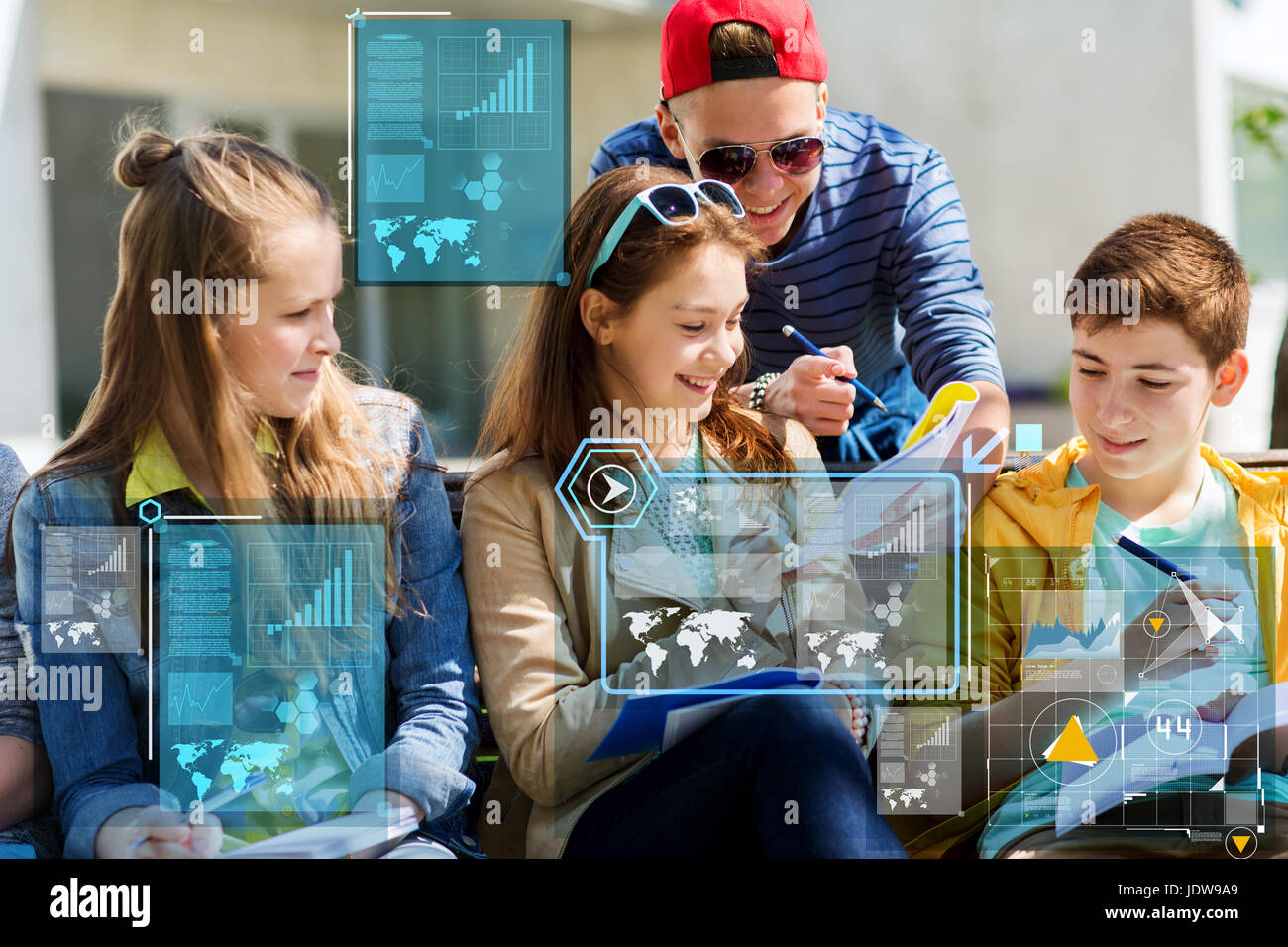 group of students with notebooks at school yard Stock Photo - Alamy
