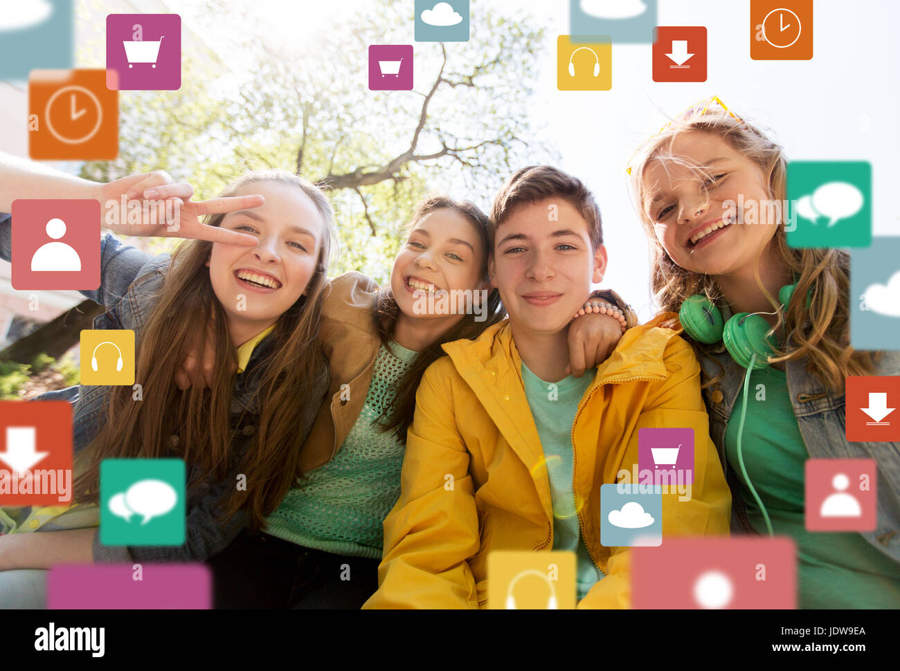 happy teenage students or friends having fun Stock Photo - Alamy