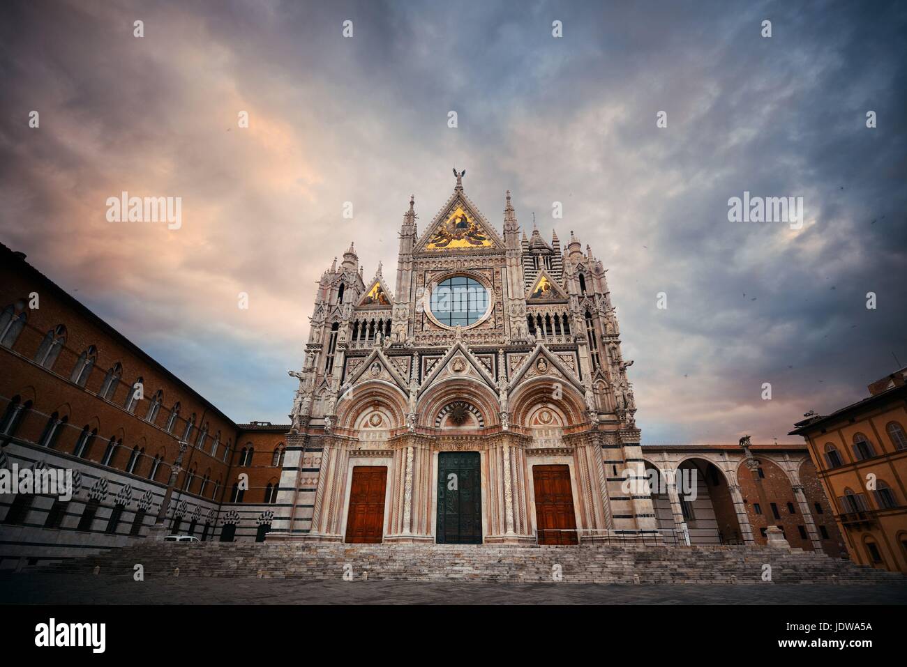 Siena Cathedral closeup as the famous landmark in medieval town at ...