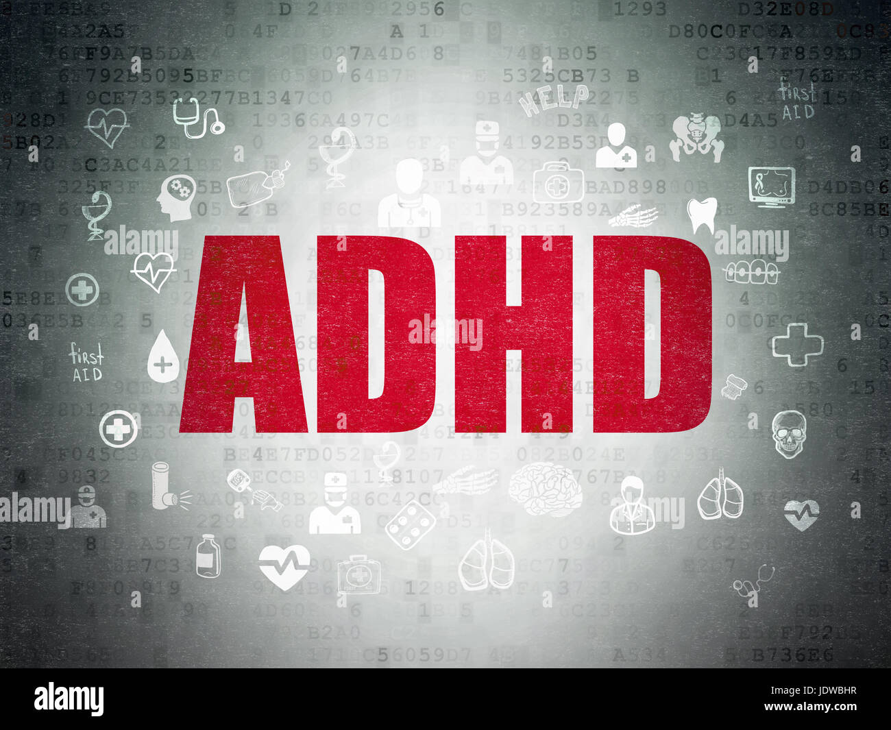 Health concept: ADHD on Digital Data Paper background Stock Photo - Alamy