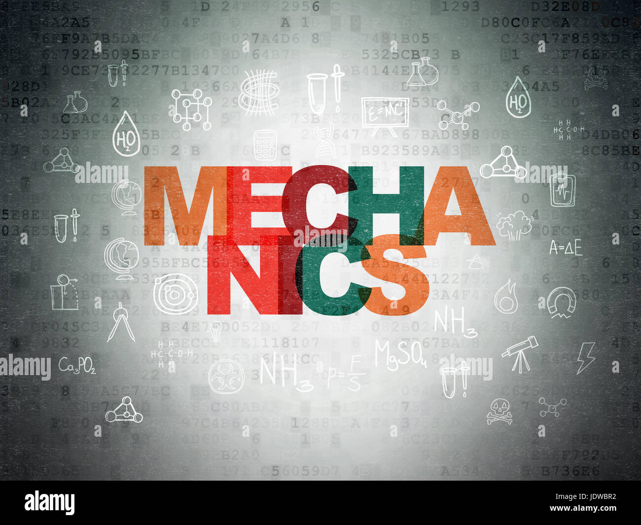 Science concept: Mechanics on Digital Data Paper background Stock Photo ...
