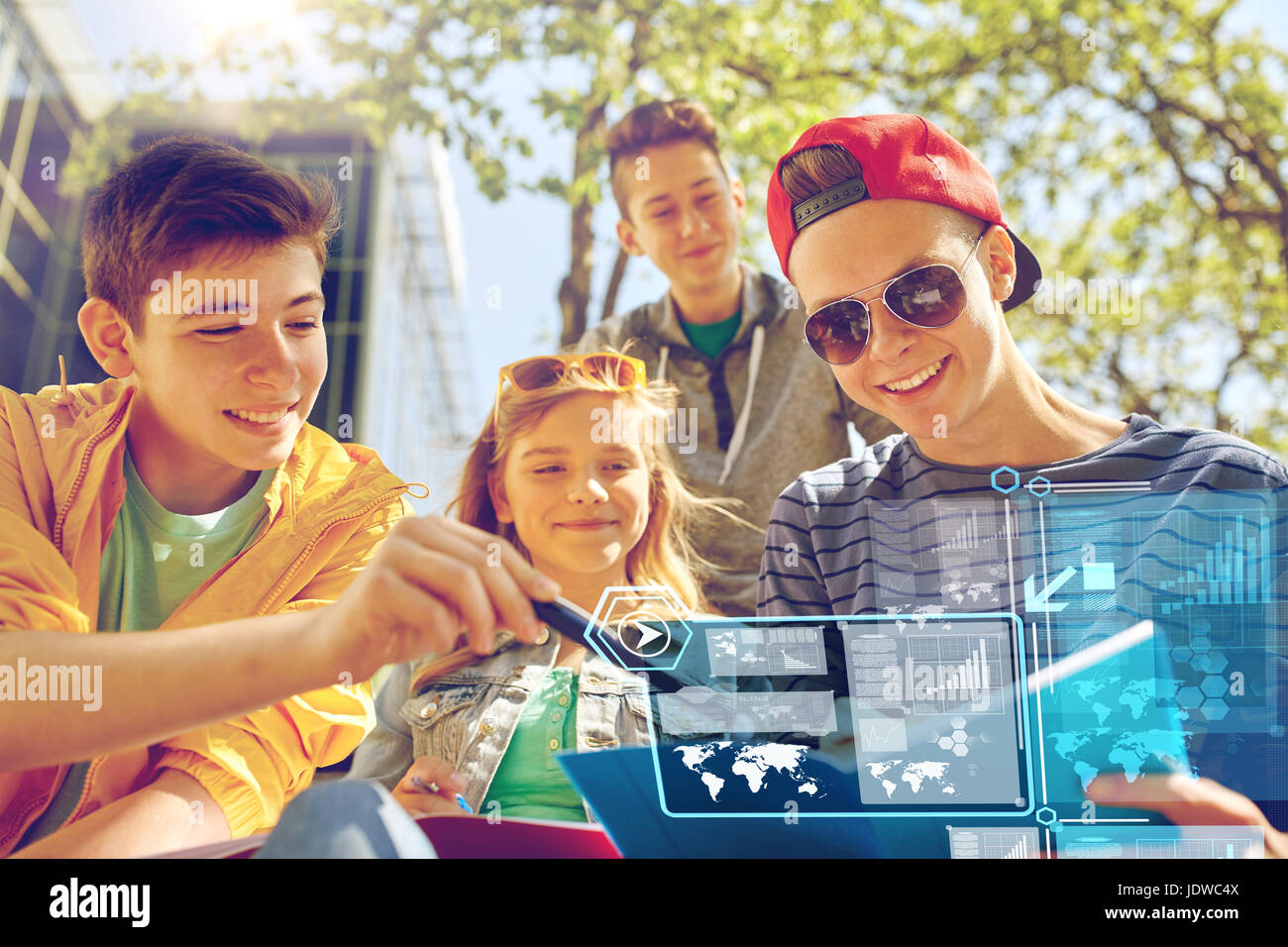 group of students with notebooks at school yard Stock Photo - Alamy