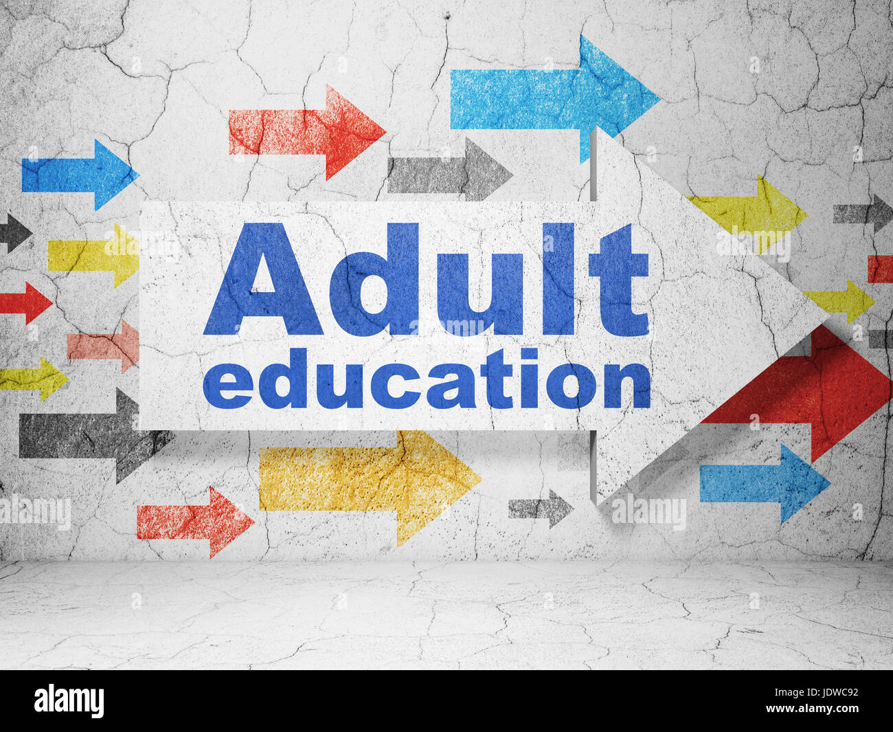 Education concept: arrow with Adult Education on grunge wall background ...
