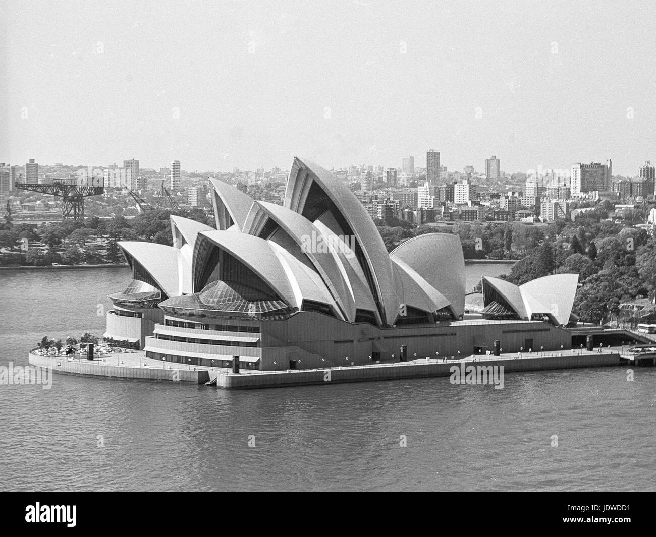 Opera House and skyline, taken from Harbour Bridge 1980s, Sydney, NSW ...