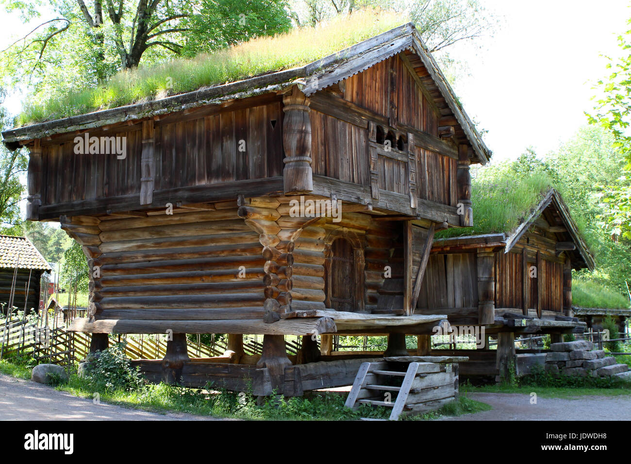 Traditional ancient wooden buildings, Norway, Scandinavia, Northern ...