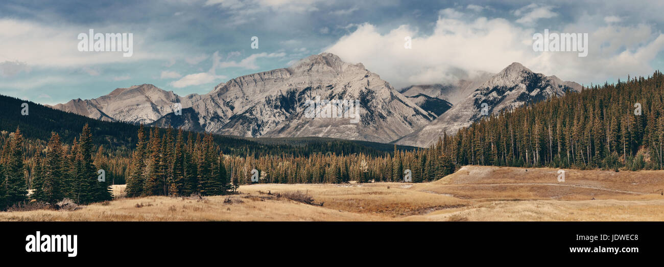 Landscape panorama of Banff National Park in Canada with snow capped ...