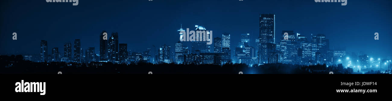 Calgary downtown panorama at night in Alberta, Canada Stock Photo - Alamy