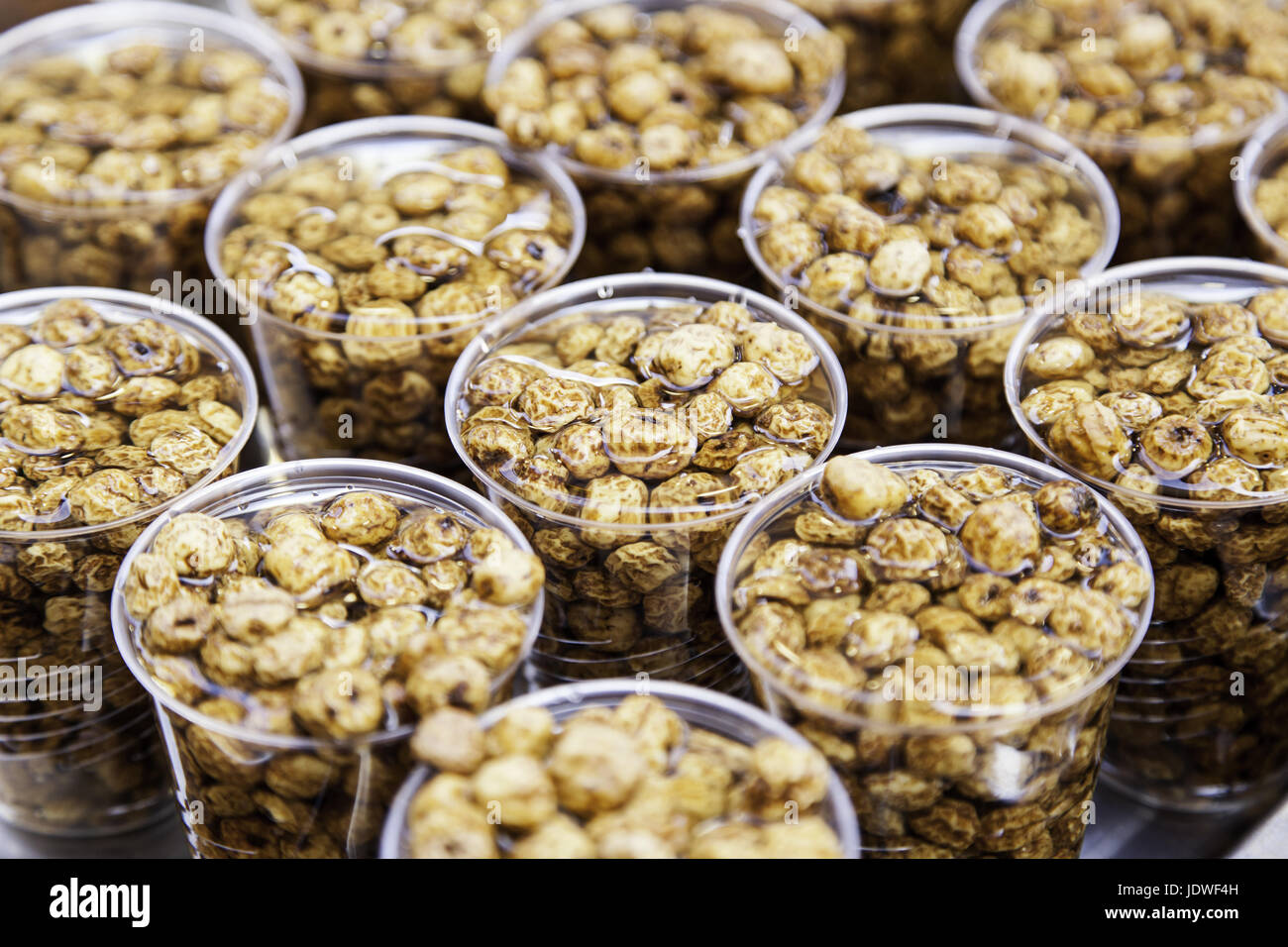 Chufa water, hydrated dry fruit detail Stock Photo - Alamy