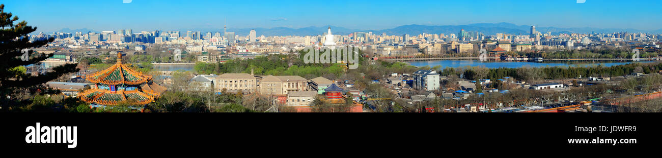 Beijing architecture and city skyline in the morning with blue sky ...