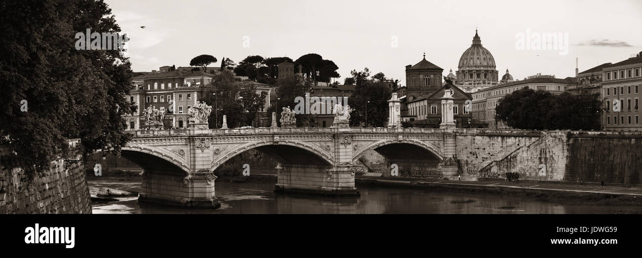 River Tiber and St Peters Basilica in Vatican City panorama Stock Photo ...
