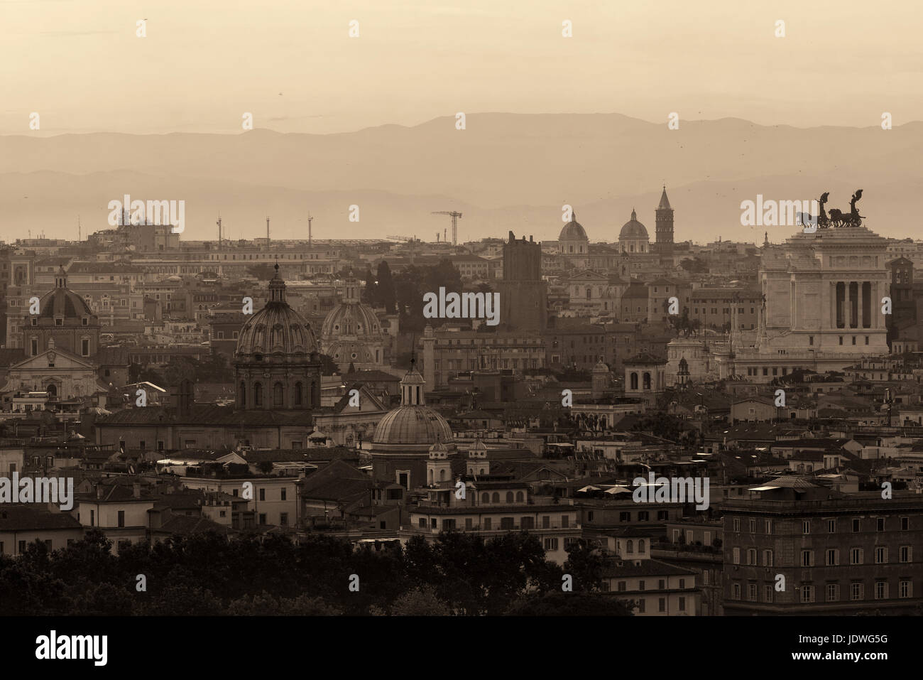 Rome rooftop view with ancient architecture in Italy Stock Photo - Alamy