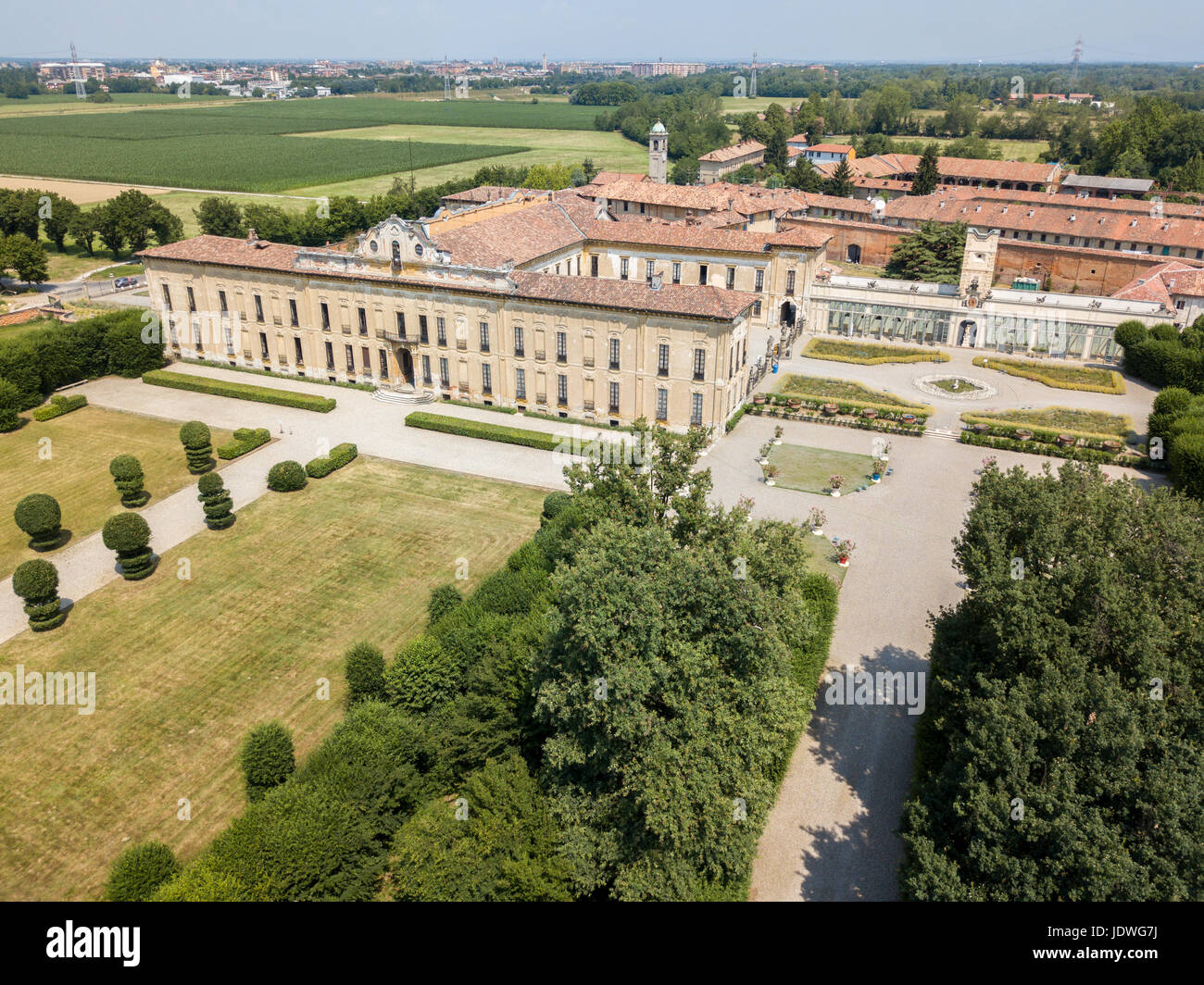 Villa Arconati, Castellazzo, Bollate, Milan, Italy. Aerial view of ...
