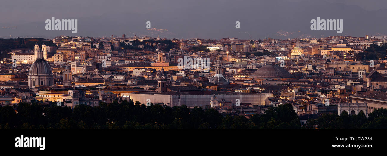 Rome rooftop panorama view with skyline and ancient architecture in ...
