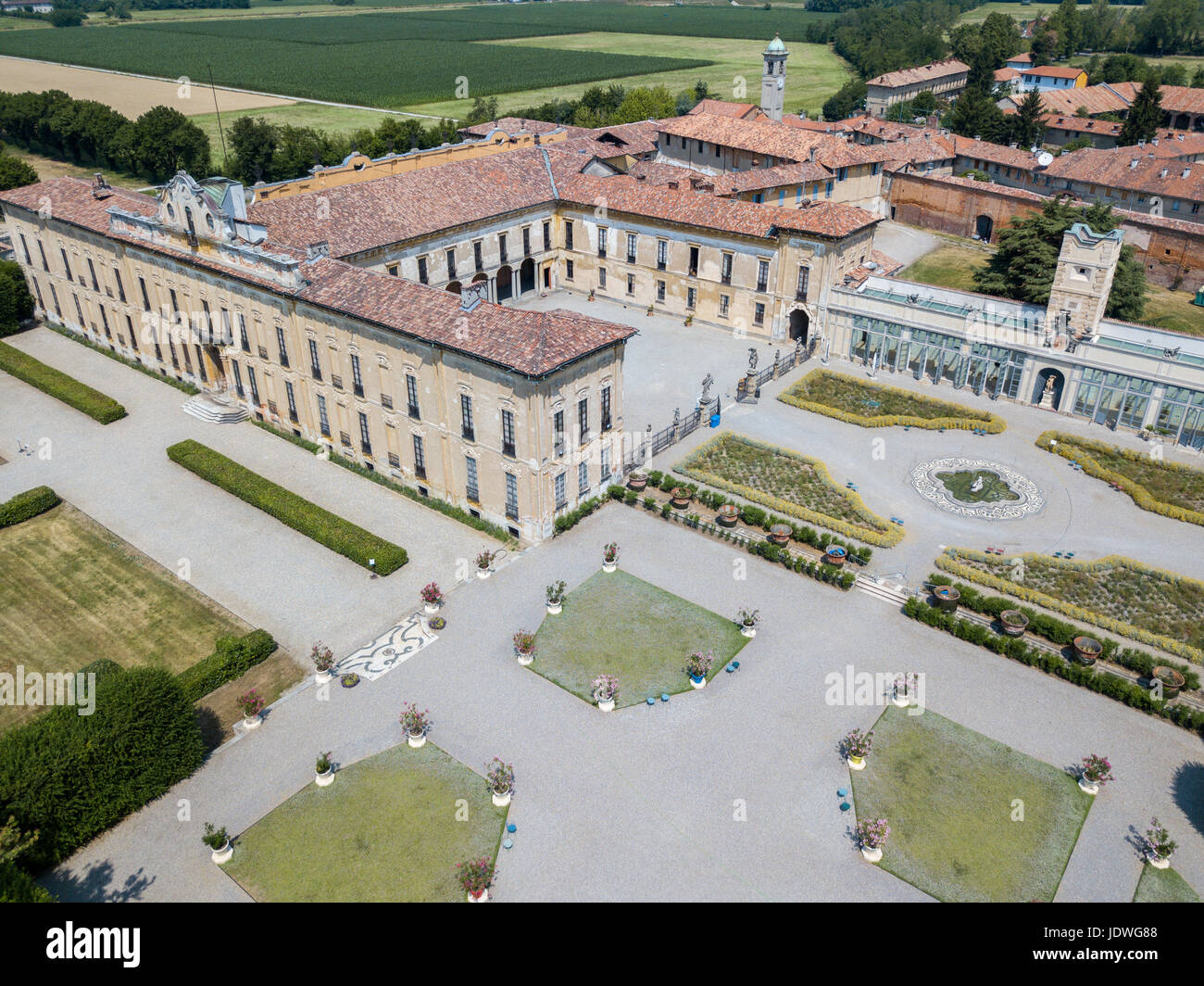Villa Arconati, Castellazzo, Bollate, Milan, Italy. Aerial view of ...