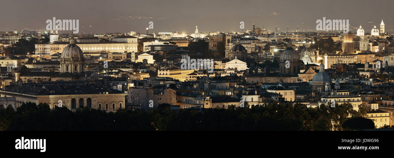 Rome rooftop panorama view with skyline and ancient architecture in ...