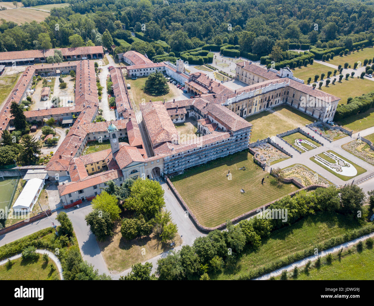 Villa Arconati, Castellazzo, Bollate, Milan, Italy. Aerial view of ...