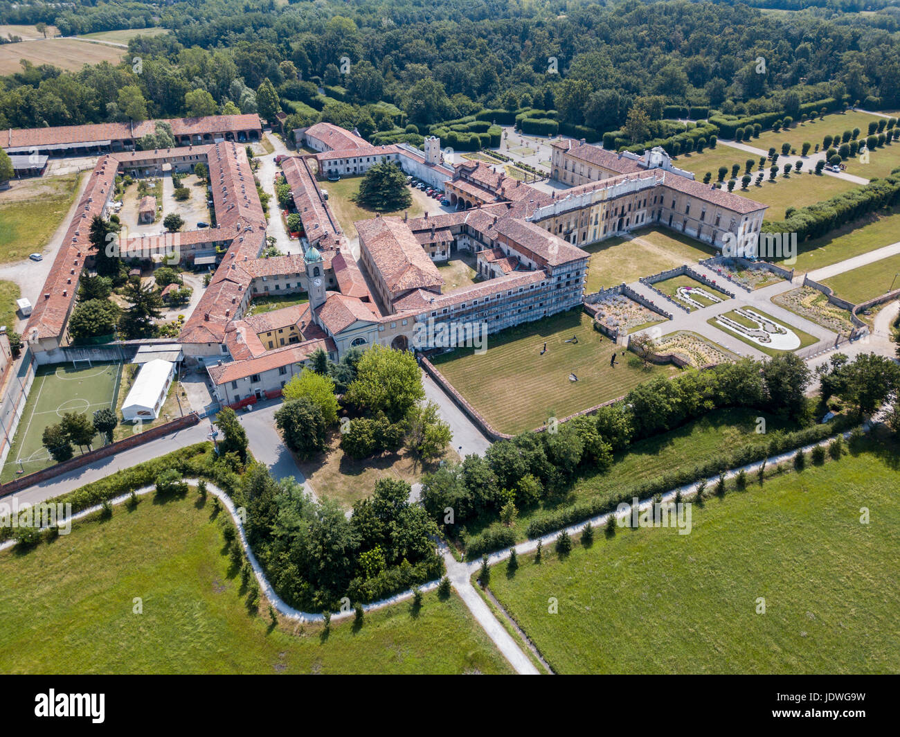 Villa Arconati, Castellazzo, Bollate, Milan, Italy. Aerial view of ...