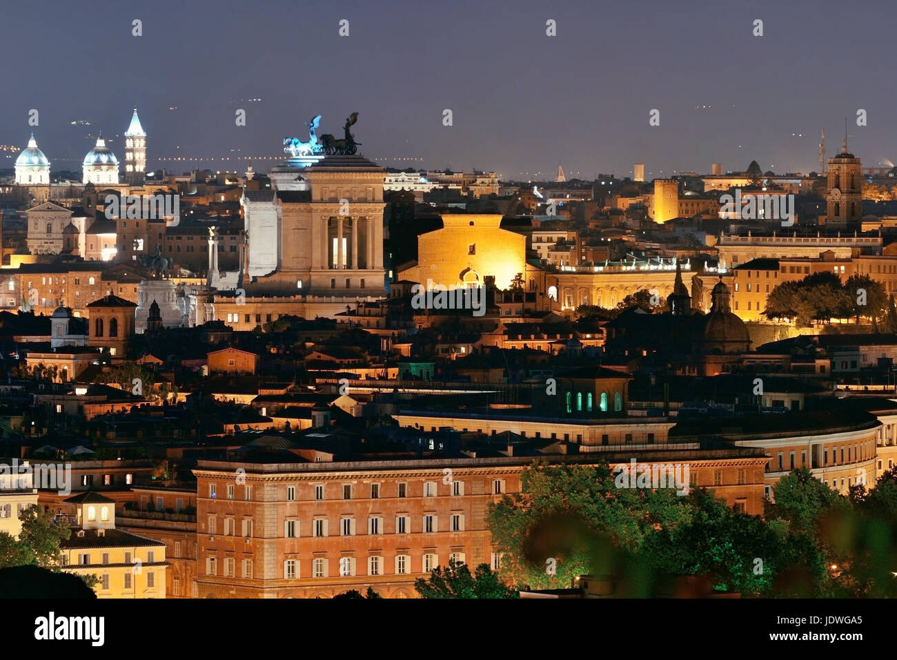 Rome rooftop view with ancient architecture in Italy at night Stock ...