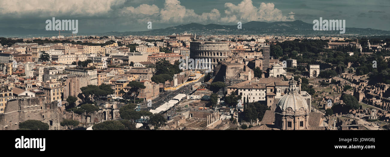 Rome rooftop panoramic view with ancient architecture in Italy Stock ...