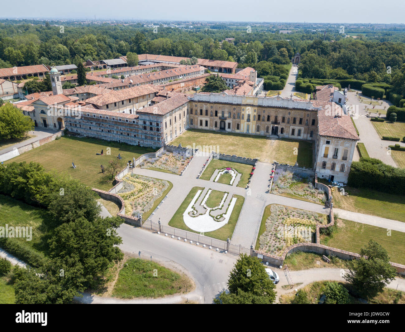 Villa Arconati, Castellazzo, Bollate, Milan, Italy. Aerial view of ...