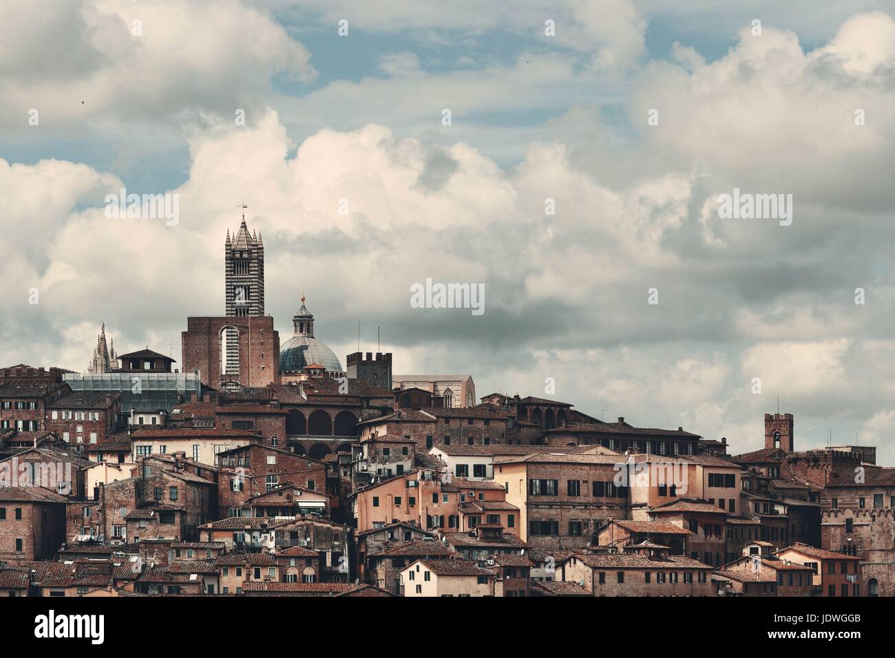 Medieval town with Siena Cathedral and skyline view in Italy Stock ...