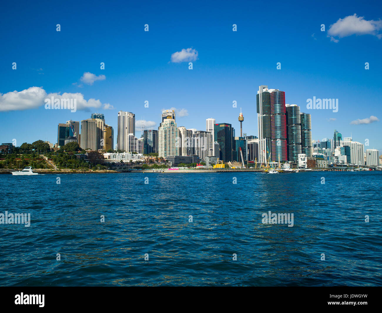 Skyline, Sydney, viewed from a ferry, NSW, Australia, Winter Sunshine ...