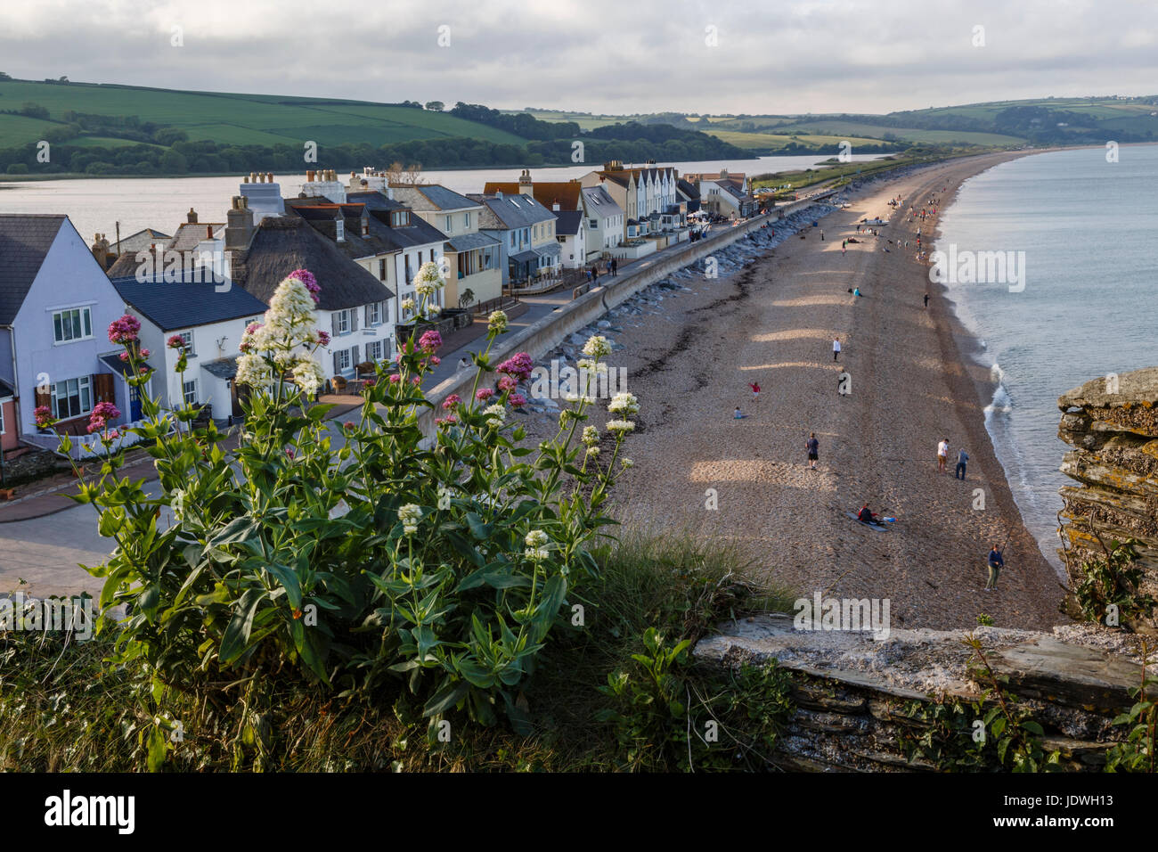 Torcross and Slapton Sands in summer evening light, South Devon Stock ...