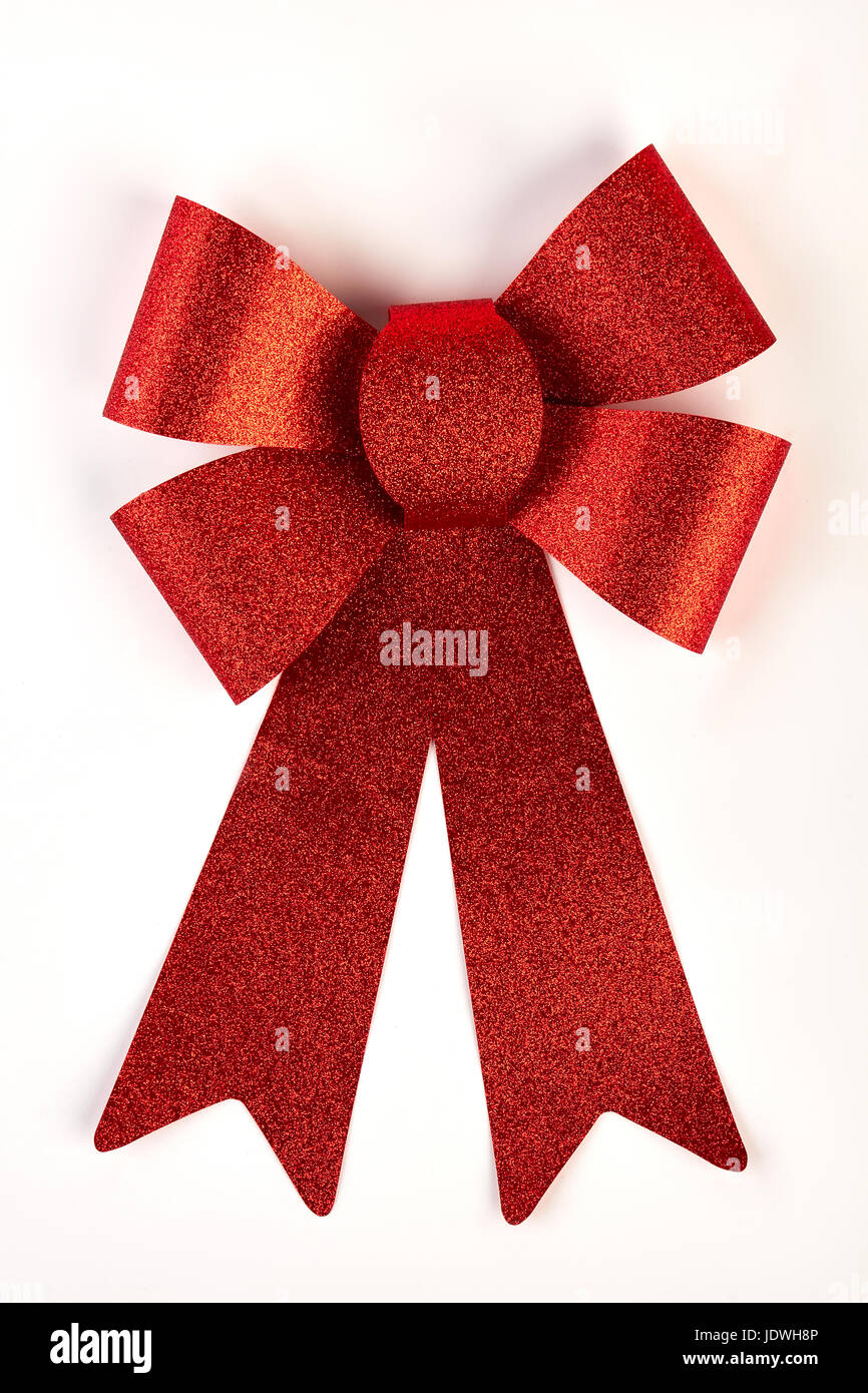 Shiny red ribbon, white background Stock Photo - Alamy