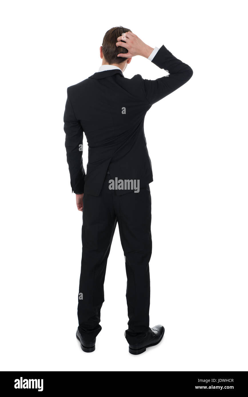 Man back view scratching head hi-res stock photography and images - Alamy