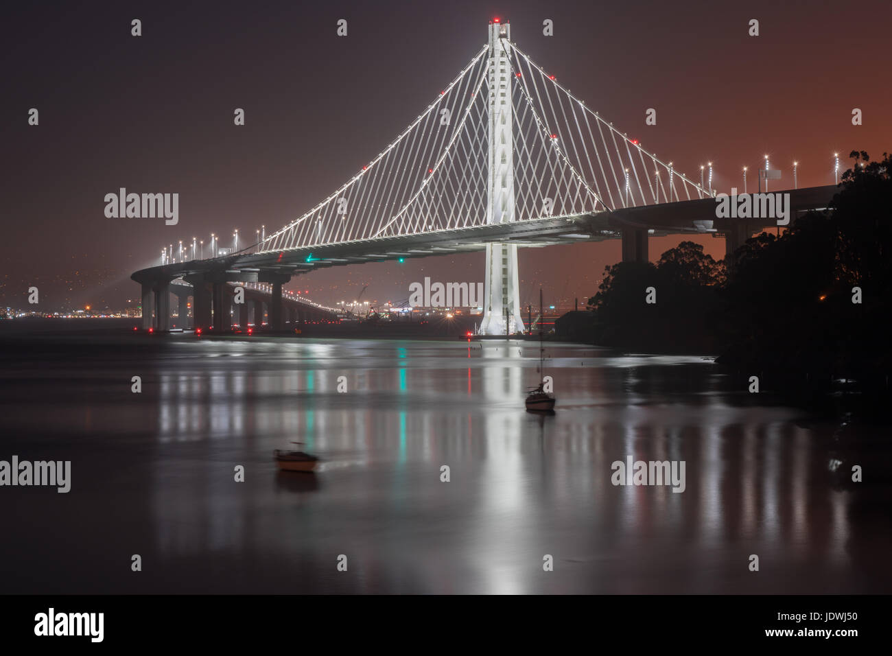 San Francisco-Oakland Bay Bridge Eastern Span at Night Stock Photo - Alamy