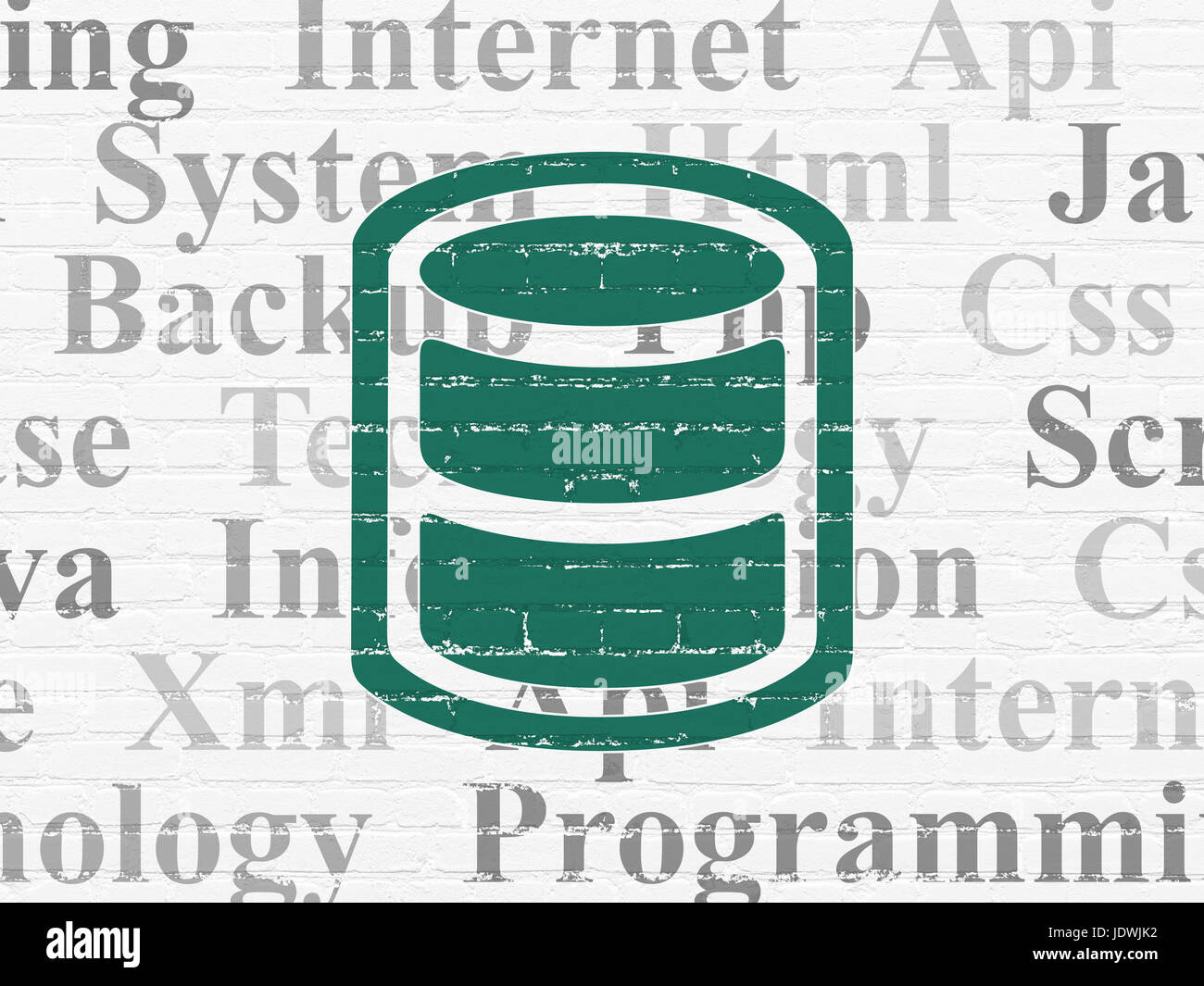 Programming concept: Database on wall background Stock Photo - Alamy