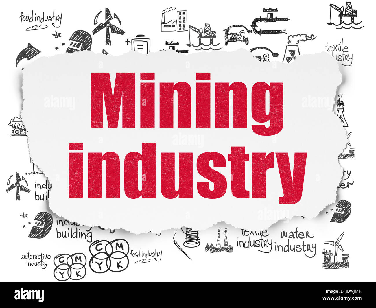 Manufacuring concept: Mining Industry on Torn Paper background Stock ...