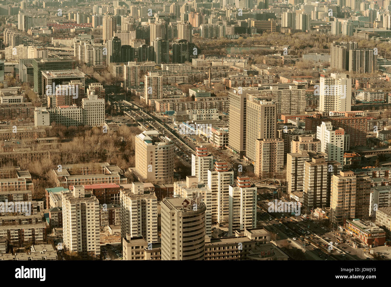 BEIJING, CHINA - APR 1: City aerial view with architecture on April 1 ...