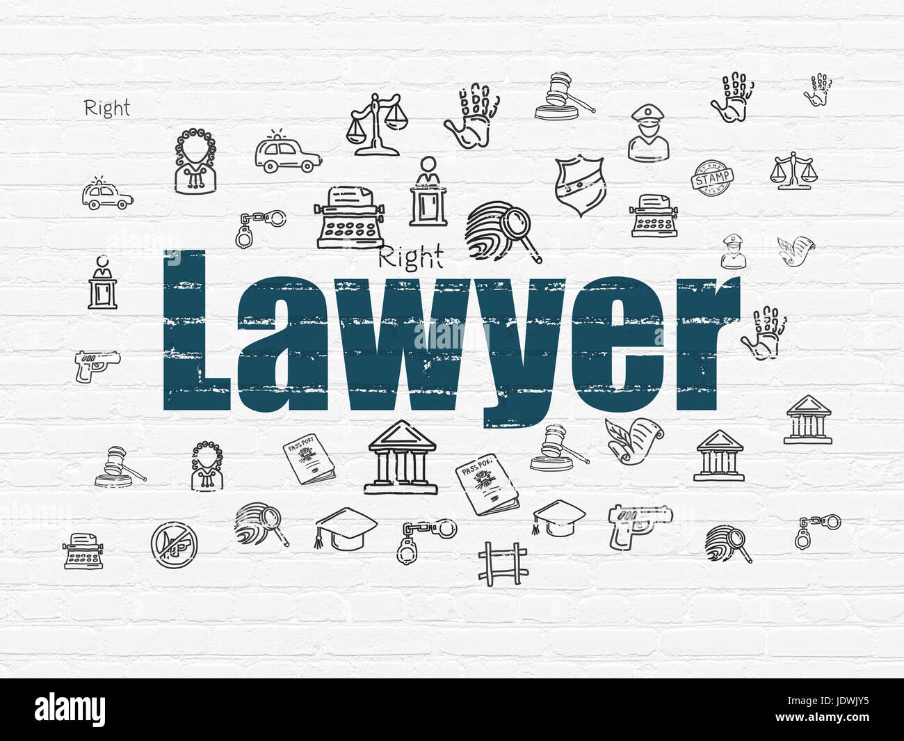Law concept: Lawyer on wall background Stock Photo - Alamy