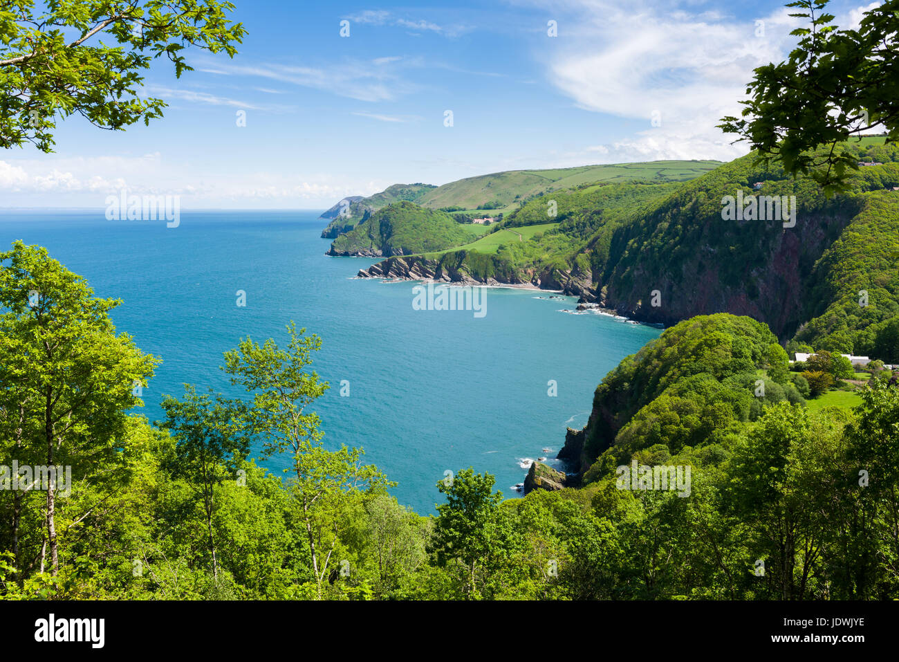 View of Woody Bay and the Bristol Channel with Valley of the Rocks and ...
