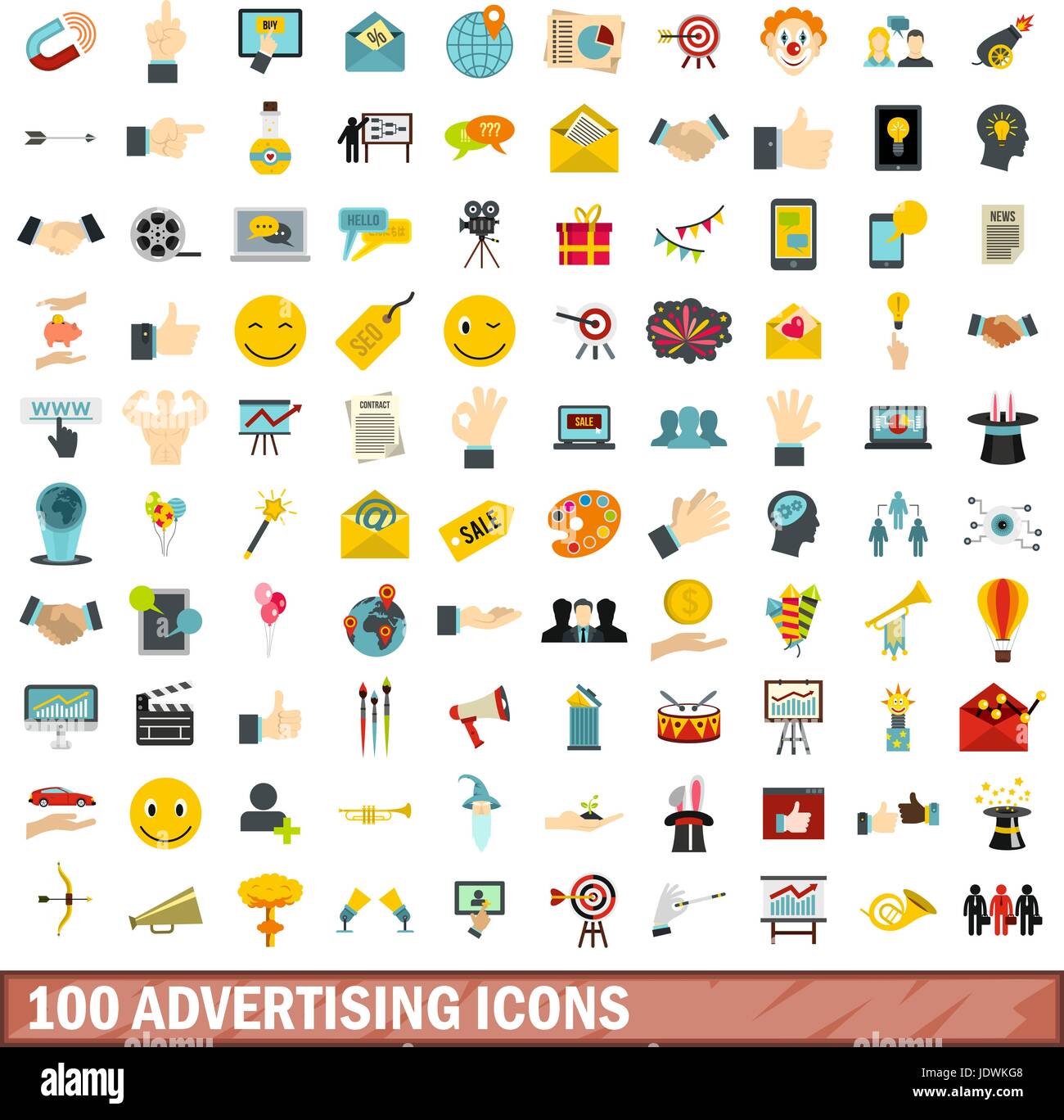 100 advertising icons set, flat style Stock Vector Image & Art - Alamy