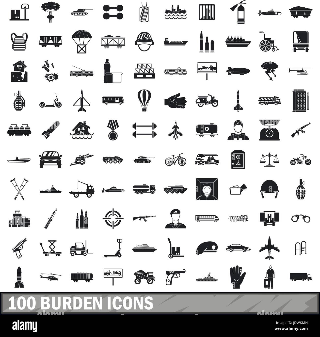 100 burden icons set, simple style Stock Vector Image & Art - Alamy